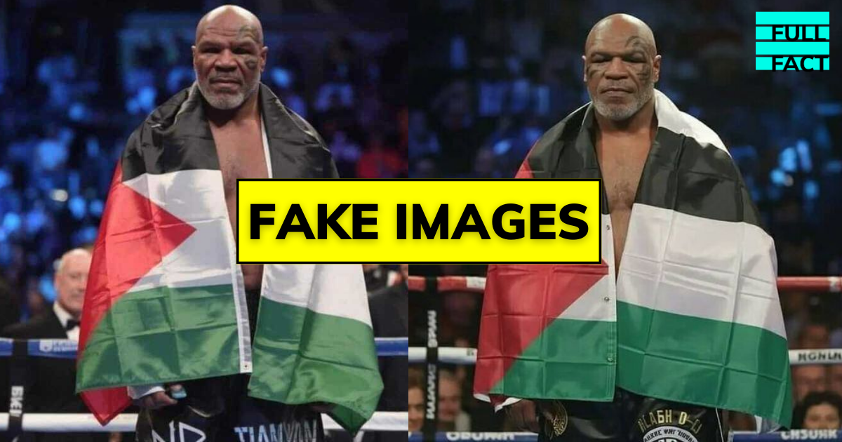 Pictures of Mike Tyson with Palestinian flag appear to be AI-generated ...
