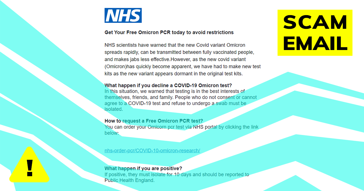 Email asking people to pay for Omicron Covid-19 tests is a scam – Full Fact