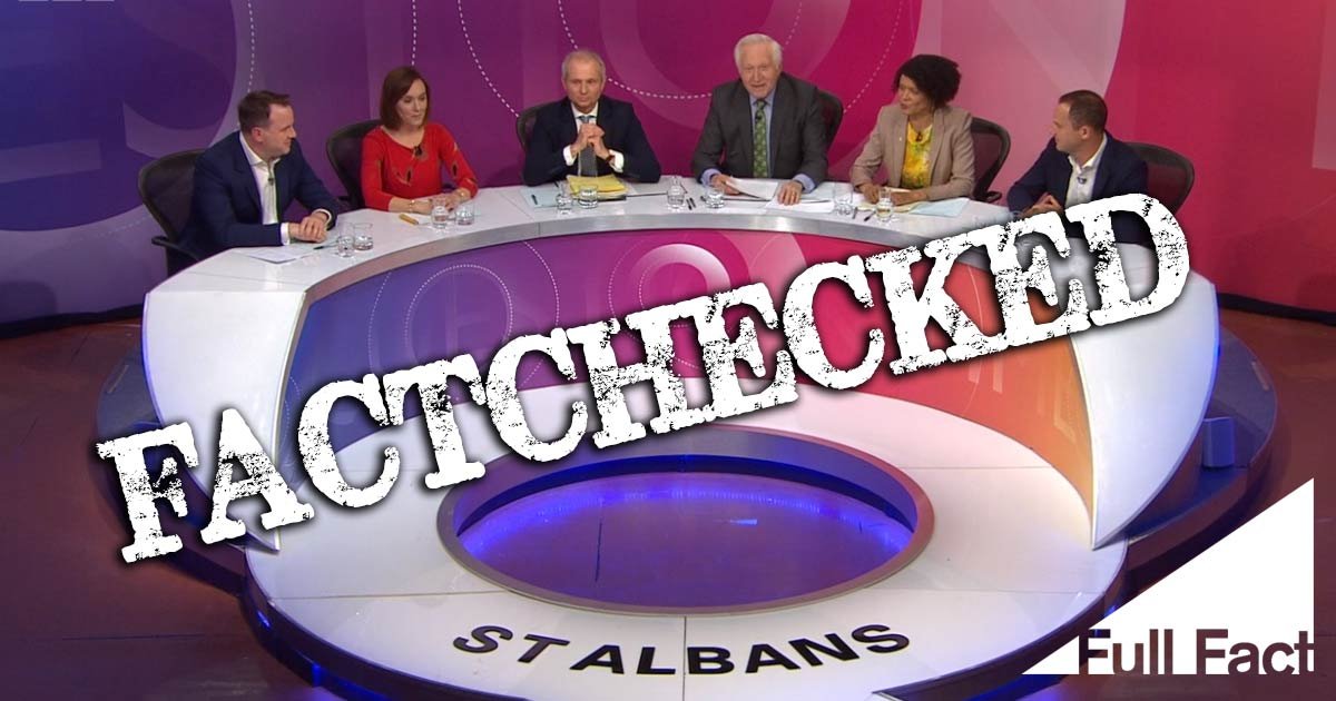 BBC Question Time: factchecked – Full Fact