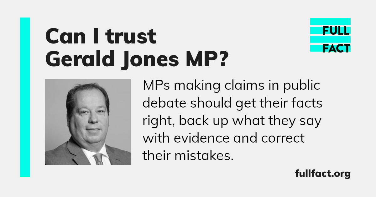 Gerald Jones’s record in public debate - Full Fact
