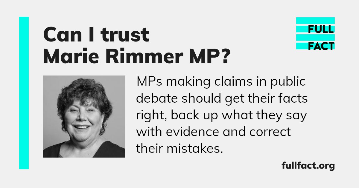 Marie Rimmer’s record in public debate - Full Fact