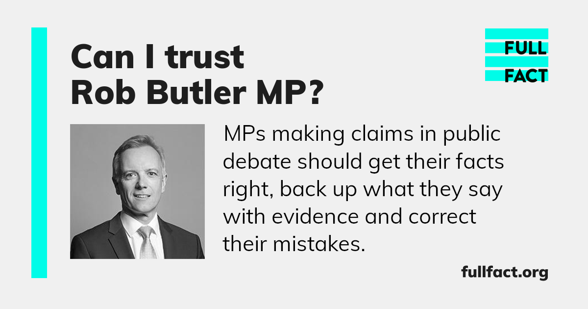Rob Butler’s record in public debate - Full Fact